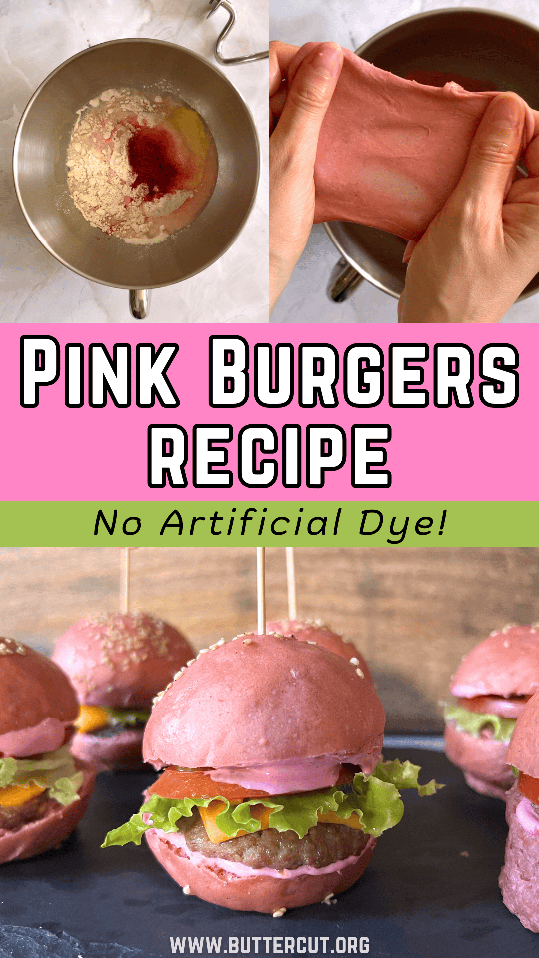 Pink Burger Buns - Easy Recipe NO Artificial Colors!