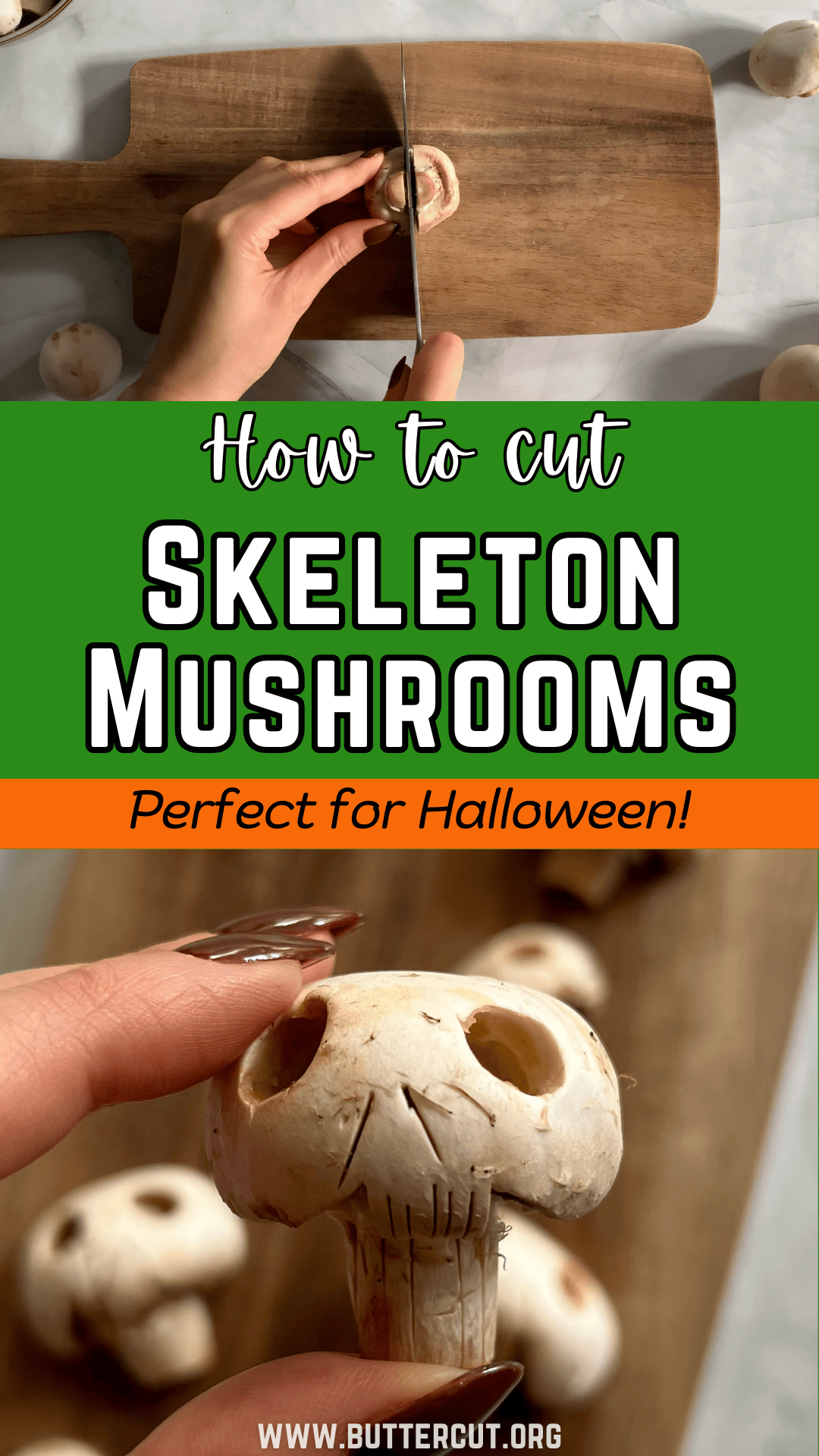 Skeleton Head Mushrooms | Spooky Halloween Food Idea