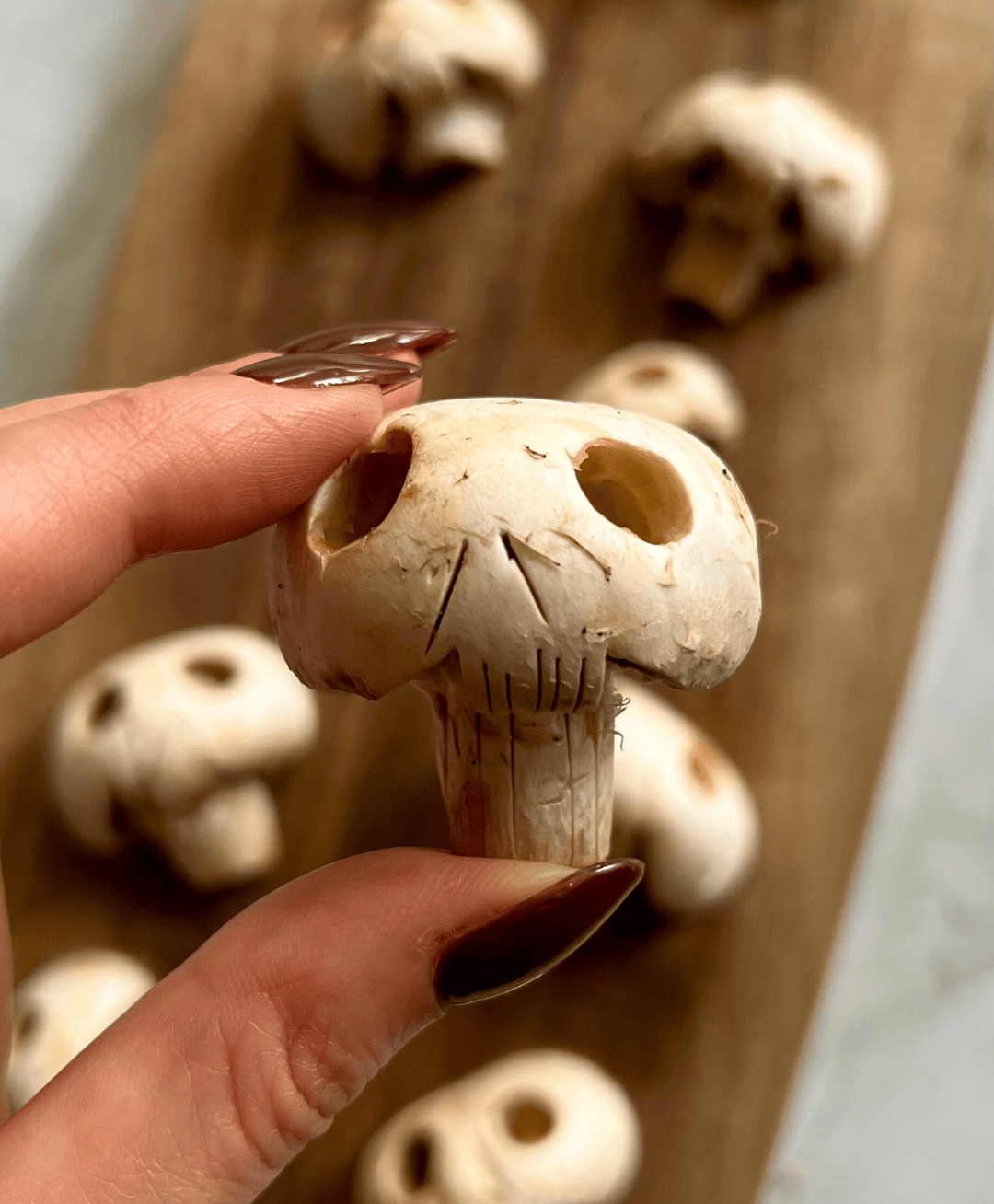 Skeleton Head Mushrooms | Spooky Halloween Food Idea